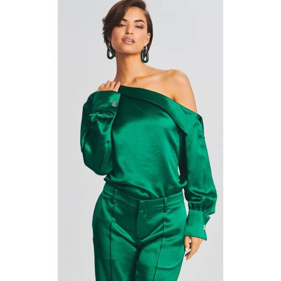 Retrofete | Tops | Retrofete Josette Top In Emerald Green Off The ...